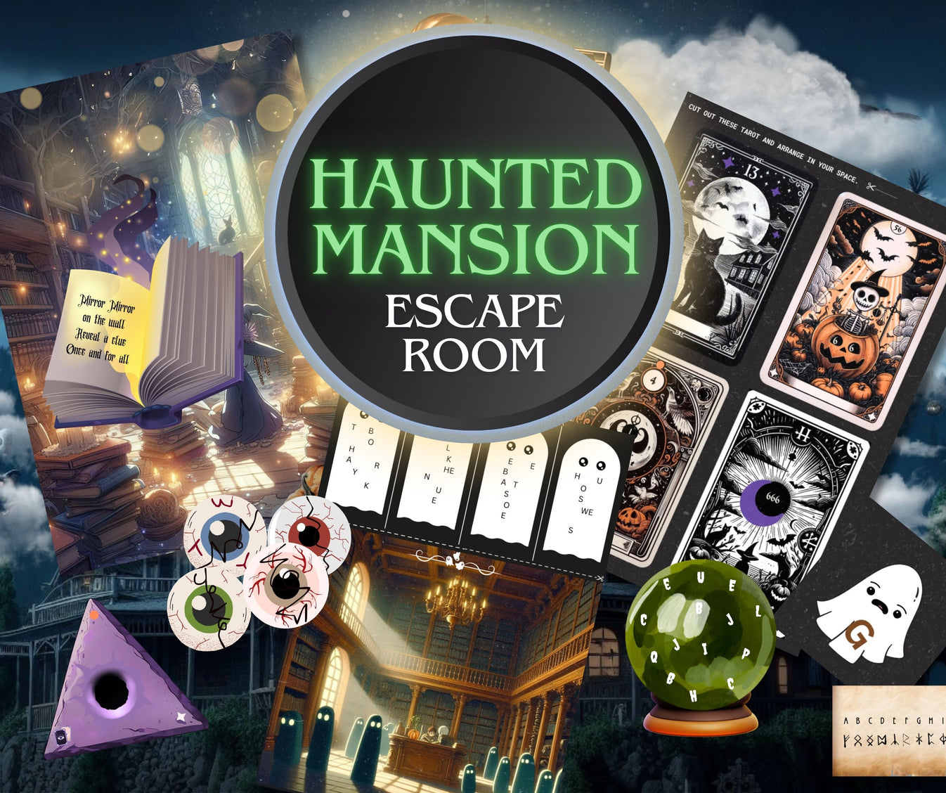 Haunted Mansion Escape Room - Printable Escape Room Kit – PaperBox ...