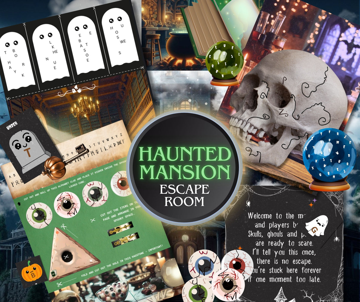Haunted Mansion Escape Room - Printable Escape Room Kit – PaperBox ...